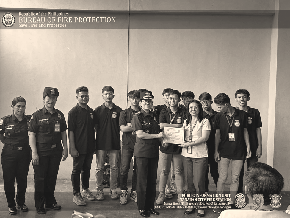 OJT STUDENTS RECIEVES CERTIFICATE OF COMPLETION FROM BFP TANAUAN CITY